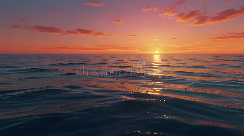 Realistic Ocean Waves at Sunset with Gradient Sky Wallpaper. High ...
