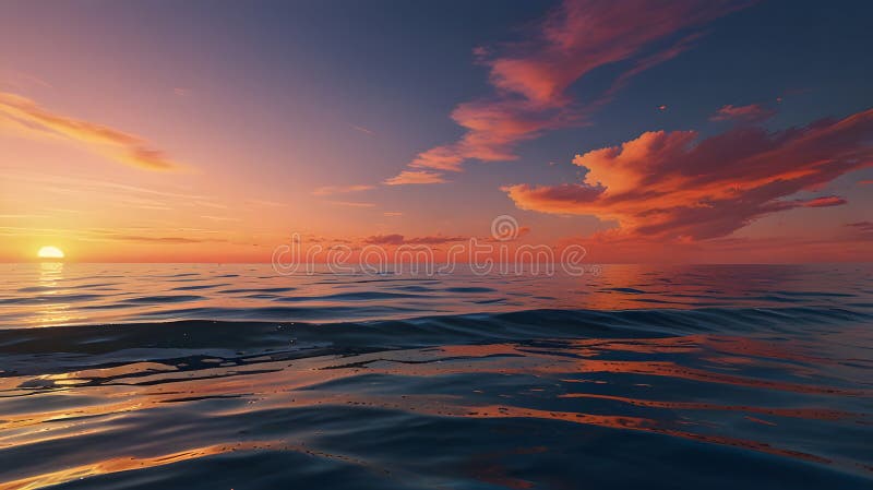 Realistic Ocean Waves at Sunset with Gradient Sky Wallpaper. High ...