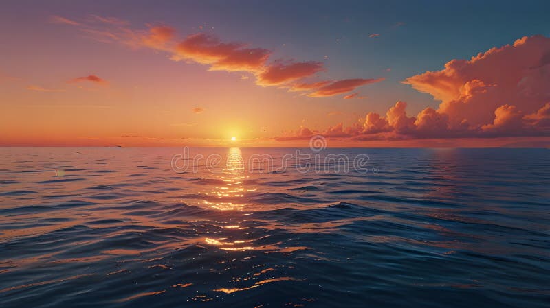 Realistic Ocean Waves at Sunset with Gradient Sky Wallpaper. High ...