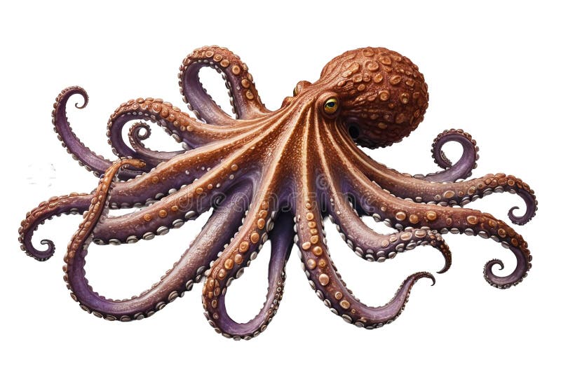 Realistic Octopus Illustration with Detailed Tentacles Stock ...