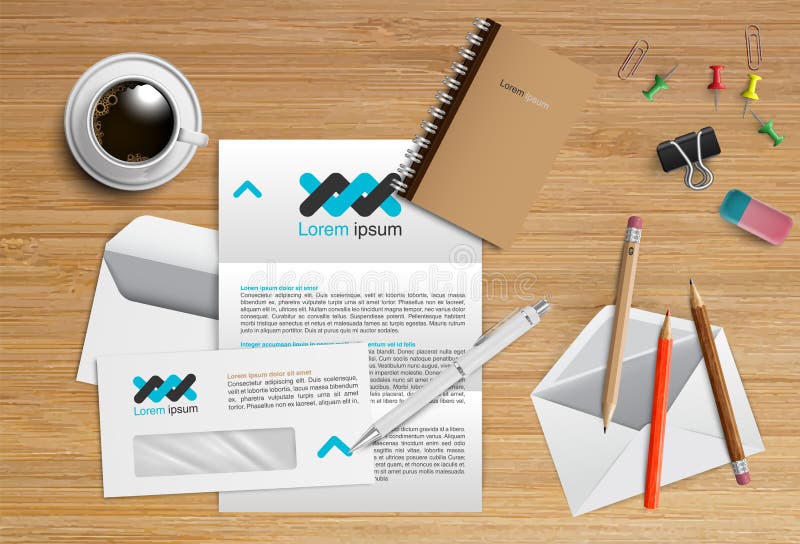 Realistic Office Desk with Different Objects, Vector Illustration Stock ...