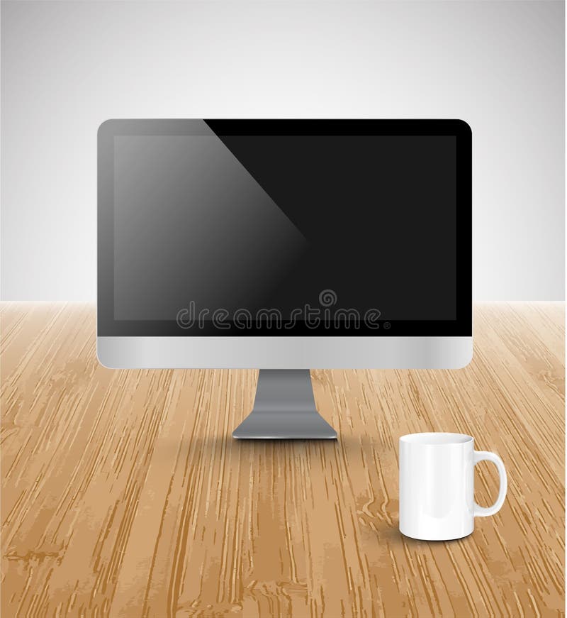 Realistic Office Desk with Different Objects, Vector Illustration Stock ...