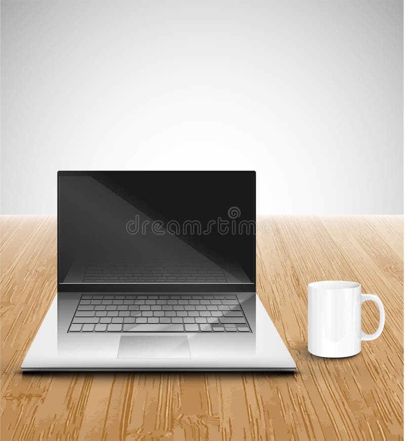 Realistic Office Desk with Different Objects, Vector Illustration Stock ...