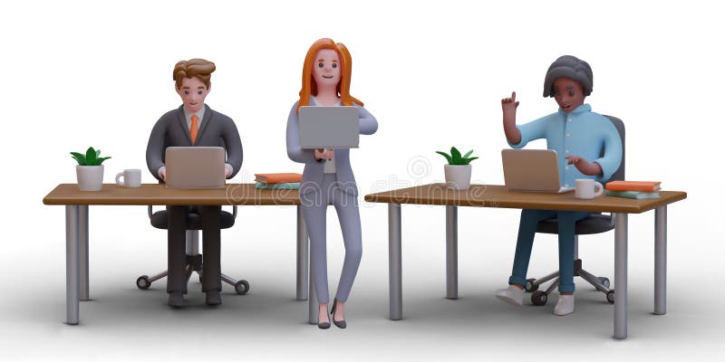 Realistic Office Workers in Different Poses. Male and Female Characters ...