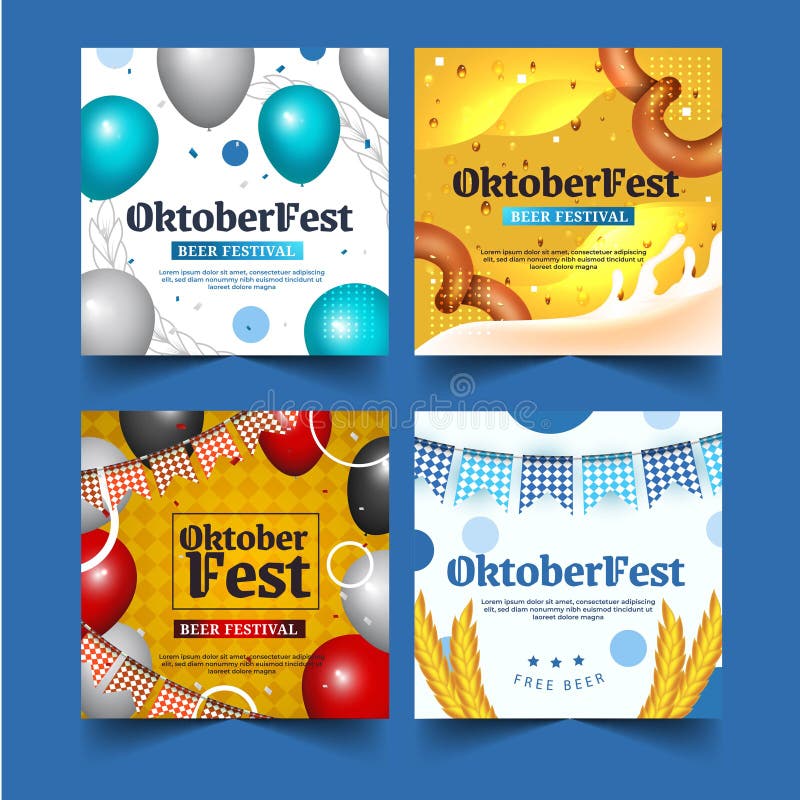 Realistic Oktoberfest Banner Collection Vector Design Illustration ...