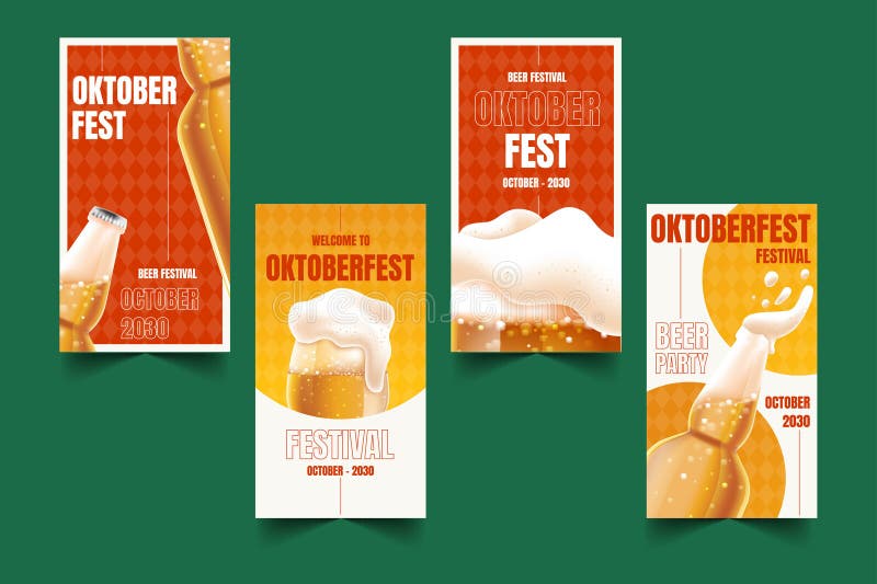 Realistic Oktoberfest Banner Collection Vector Design Illustration ...