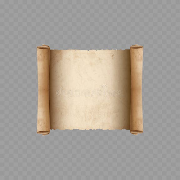 Realistic Old Parchment Scroll with Rolled Edges Mockup. Vector Stock ...