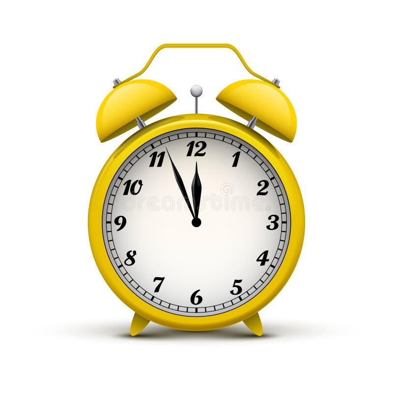 Yellow Alarm Clock with Stroke. Stock Vector - Illustration of retro ...