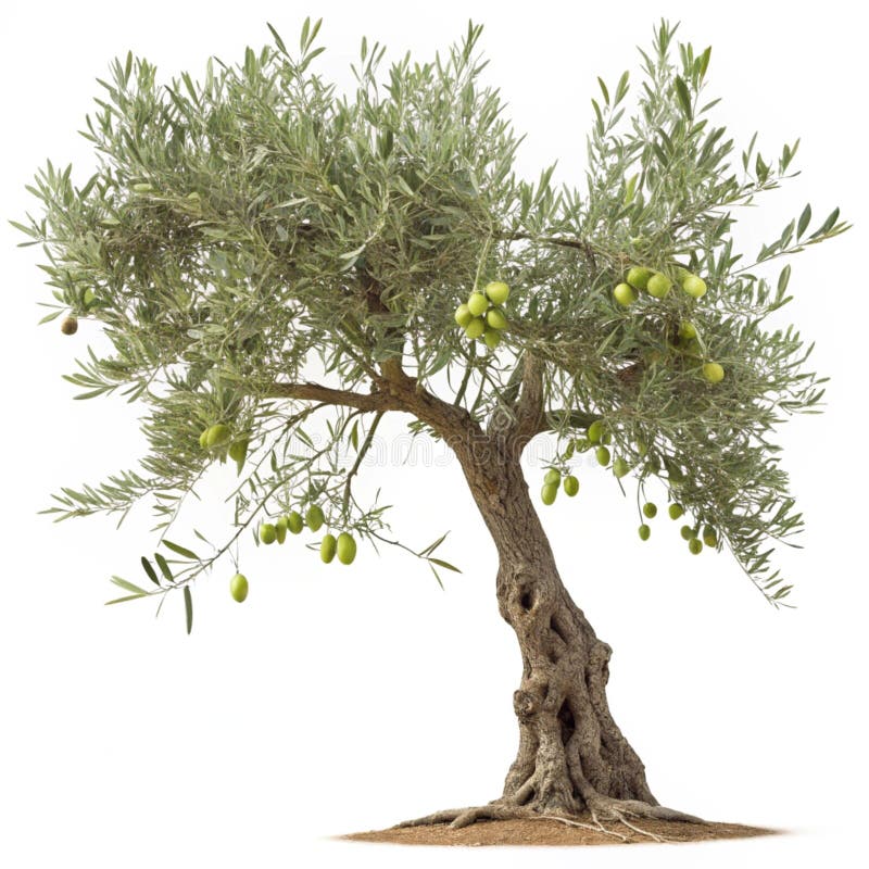 Realistic Olive Tree with Green Olives on Transparent Background Stock ...