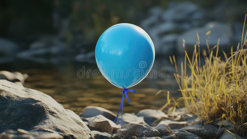 Realistic one blue balloon stock illustration. Illustration of digital ...