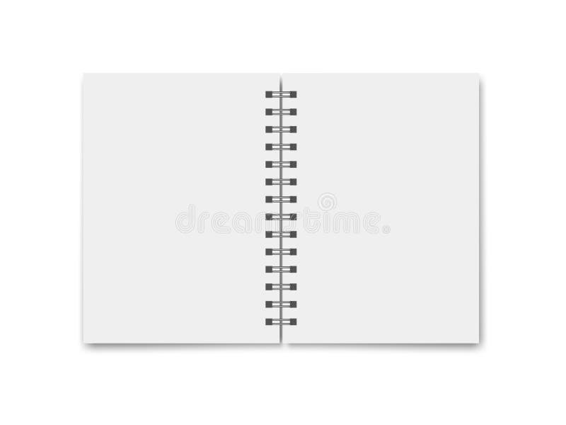 Realistic Open Blank Notebook with Spiral, Template Stationery Notebook ...