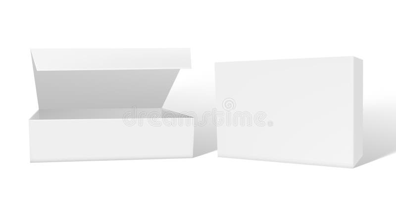 Realistic Open and Closed Blank Big Packaging Boxes Stock Illustration ...