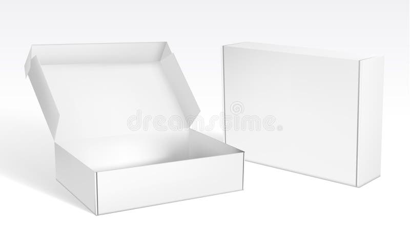 Realistic Open and Closed Blank Packaging Boxes Stock Vector ...