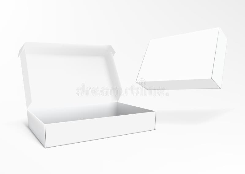 Realistic Open and Closed Blank Packaging Boxes Stock Illustration ...