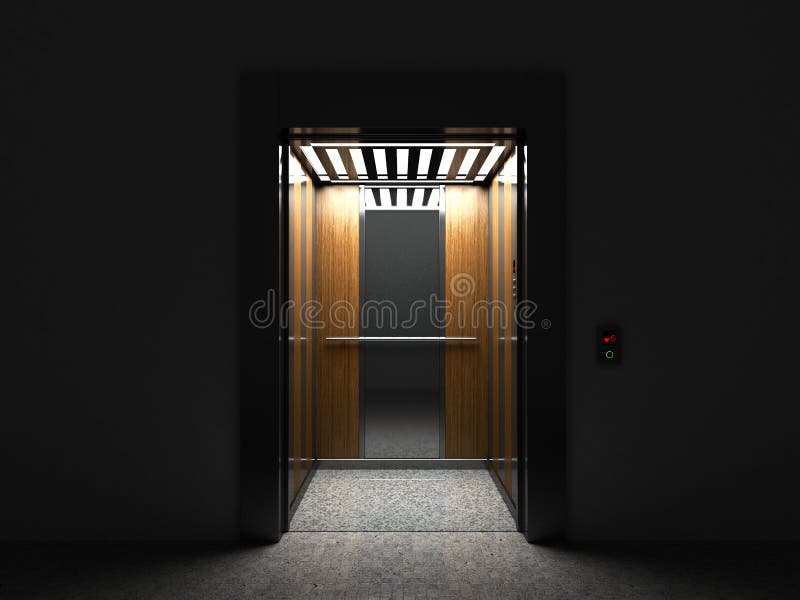 Realistic Open Empty Elevator with Half Open Door 3d Render Stock ...