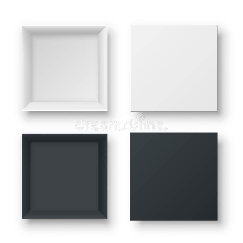 Realistic Open Empty Gift Boxes Two View. Paper Square Cardboard White ...