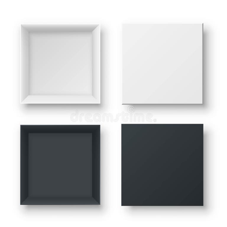 Realistic Open Empty Gift Boxes Two View. Paper Square Cardboard White ...
