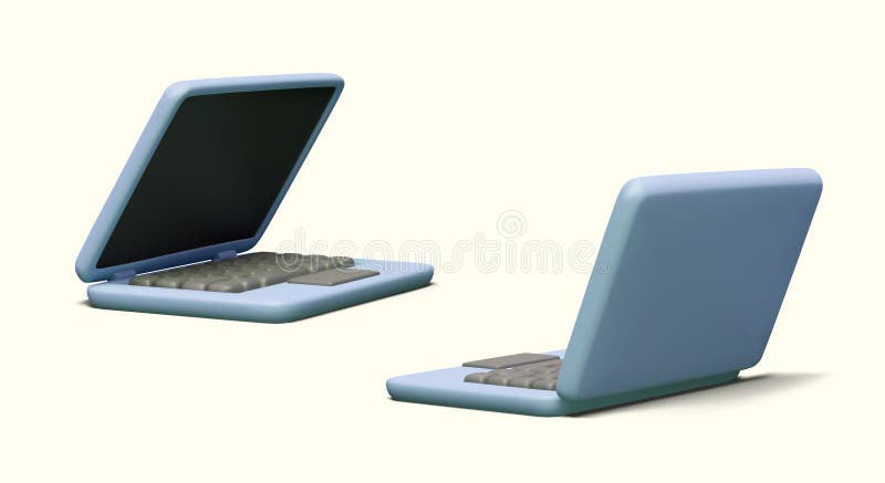 Realistic Open Laptop Model in Different Positions for Business Stock ...