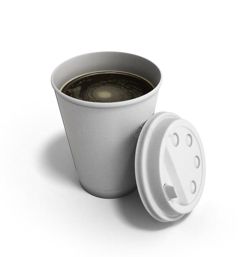 Realistic Open Paper Coffee Cup 3d Illustration on White Stock ...