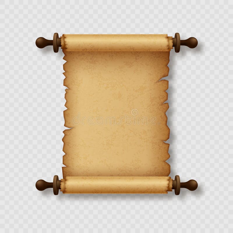 Realistic Open Parchment Scroll, Old Paper Roll Isolated on Light ...