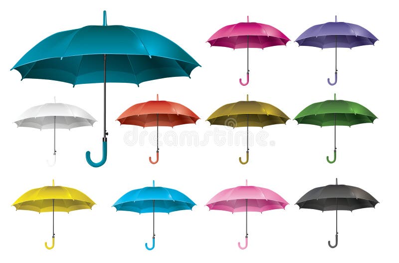 Realistic Open Umbrella Set - Vector Stock Vector - Illustration of ...