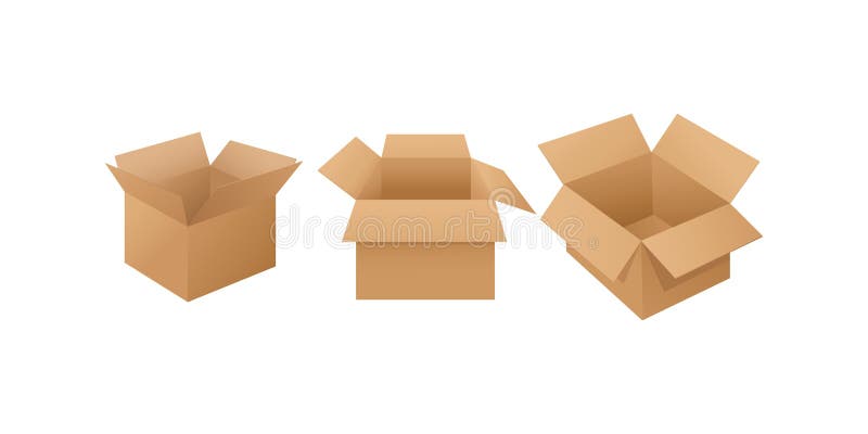 Realistic Opened and Closed Cardboard Box. Cardboard Box Package Moving ...