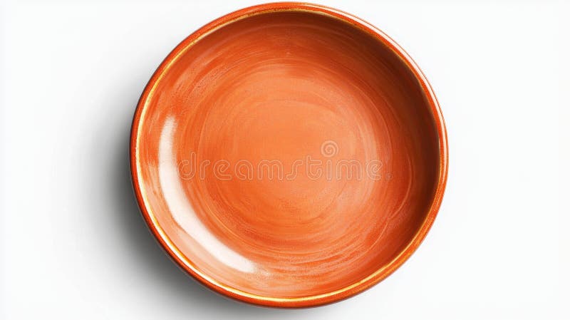 Realistic Orange Ceramic Plate on White Background for Kitchen Design ...
