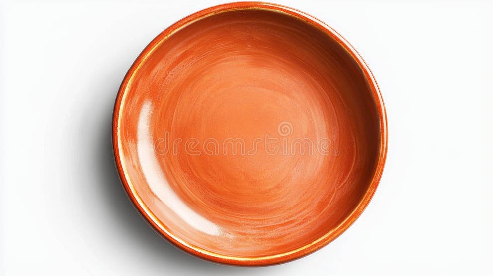 Realistic Orange Ceramic Plate on White Background for Kitchen Design ...