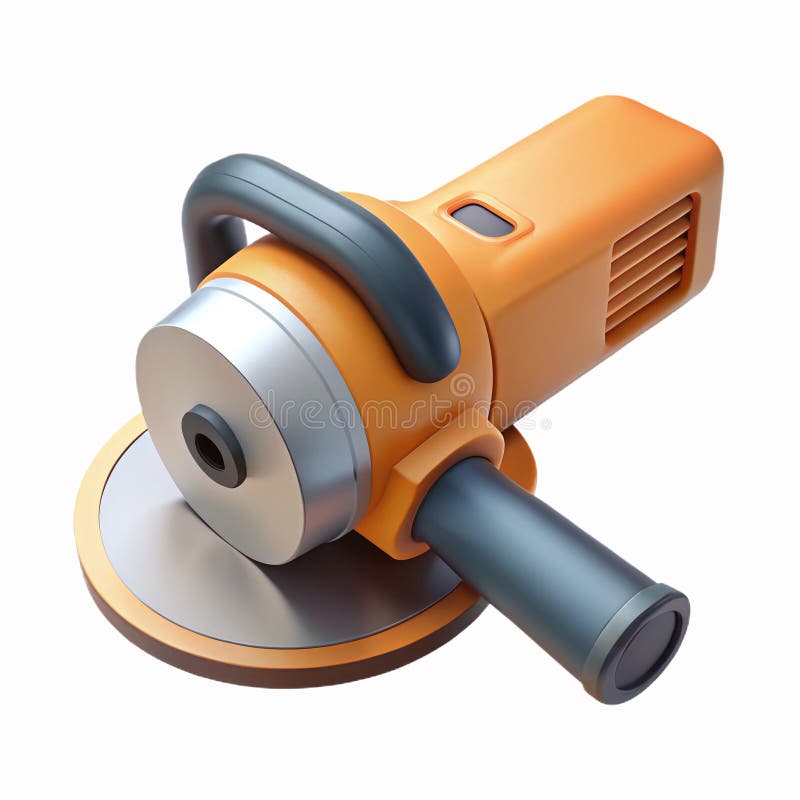 Realistic Orange Handheld Electric Angle Grinder with Metallic Disc ...