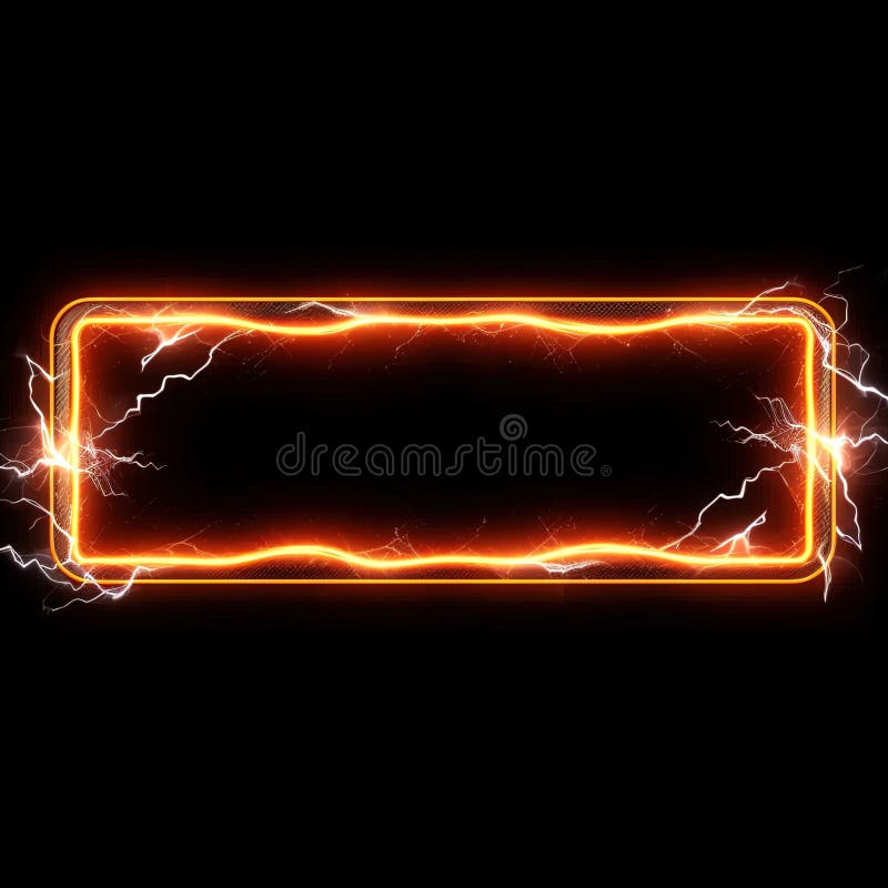 Realistic Orange Lightning Frame Background. Stock Illustration ...