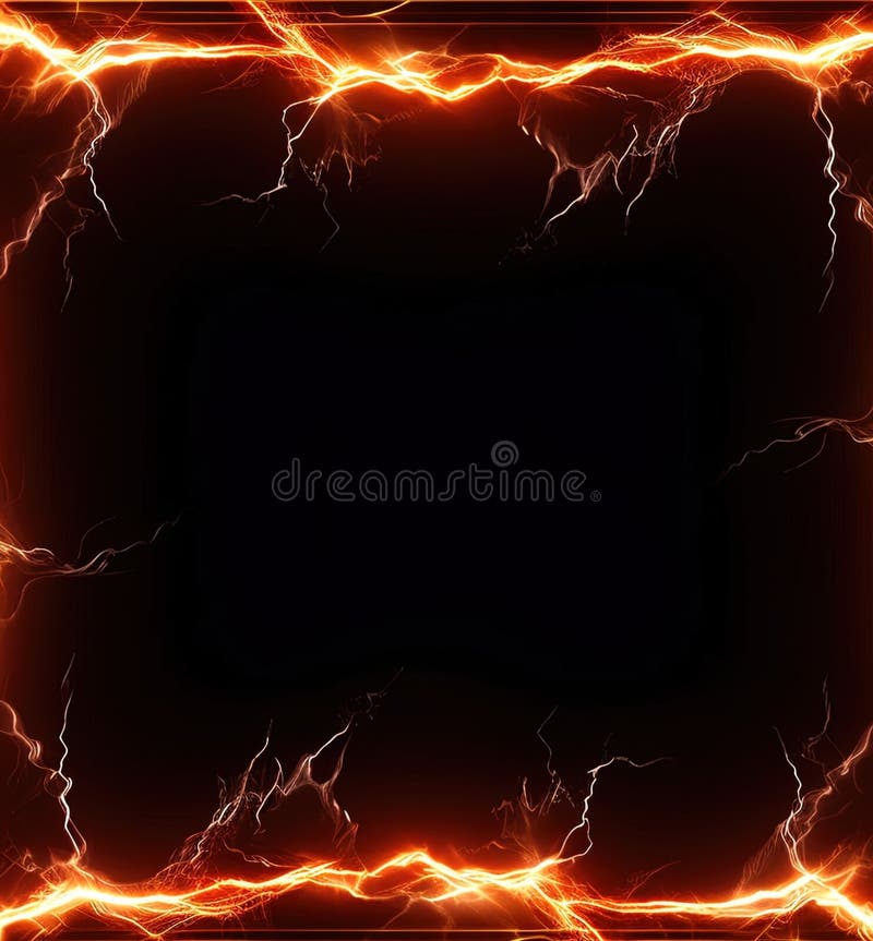 Realistic Orange Lightning Frame Background. Stock Illustration ...