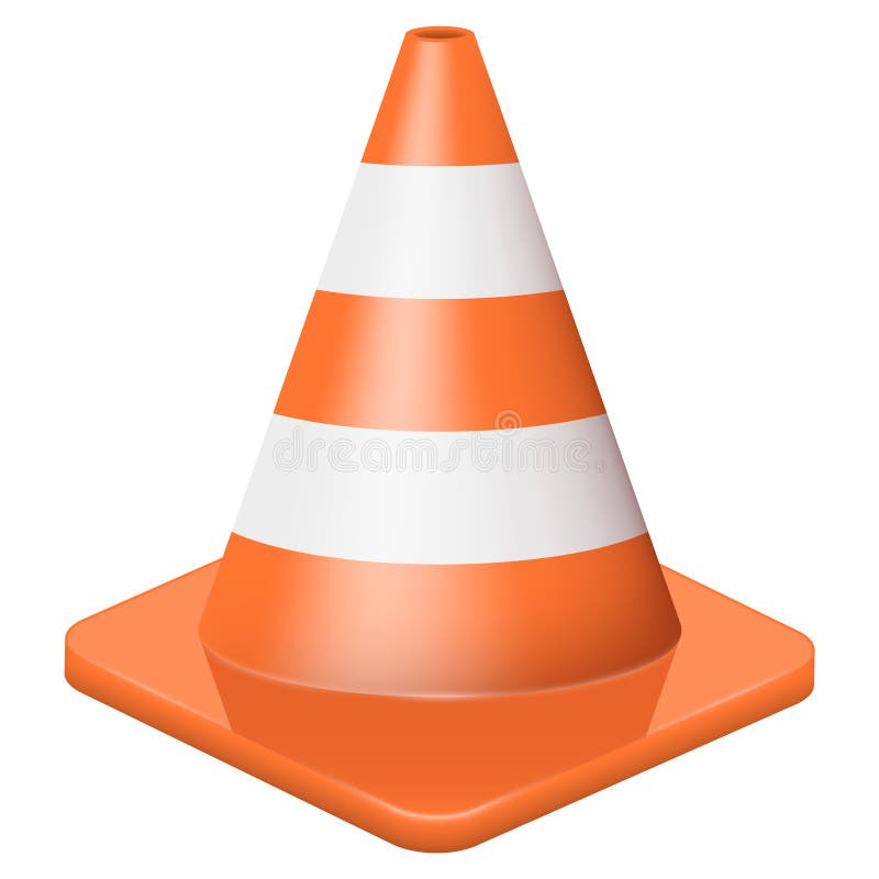 Realistic Orange Plastic Striped Traffic Cone. Vector Illustration ...