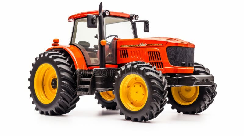 Realistic Orange Tractor on White Background Stock Illustration ...
