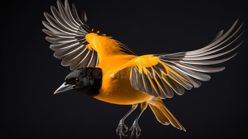 Realistic Oriole Bird in Flight - Stunning 3d Render Stock Illustration ...