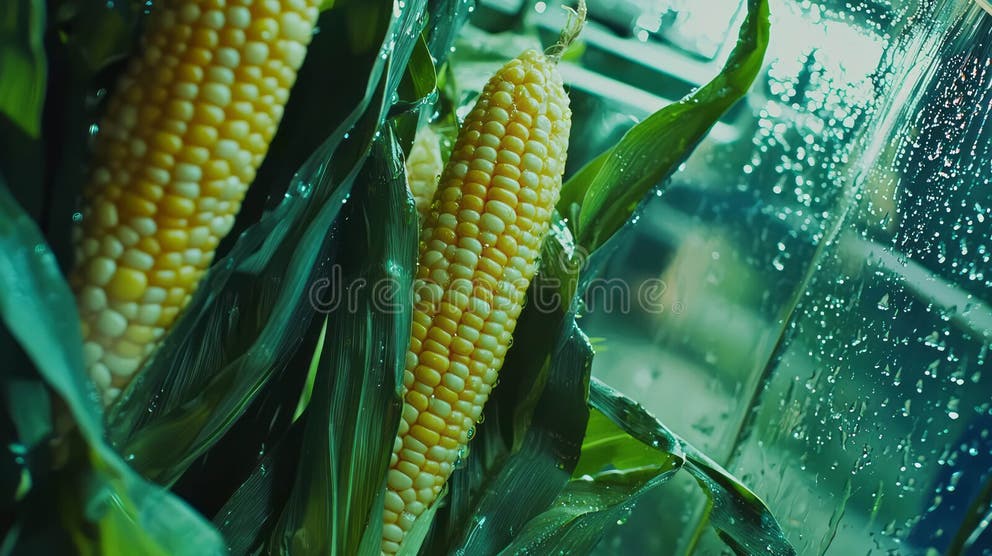 Realistic Overhead Shot of Fresh Corn with Water Droplets for Culinary ...