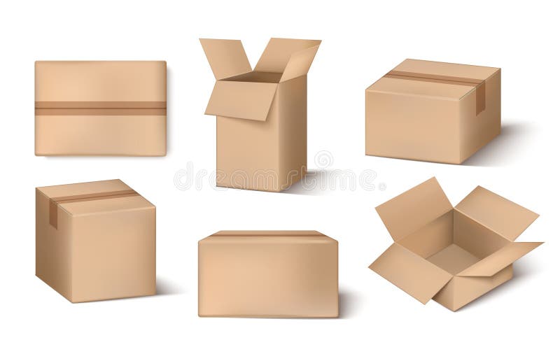 Realistic Packaging Box Set Stock Illustration - Illustration of ...