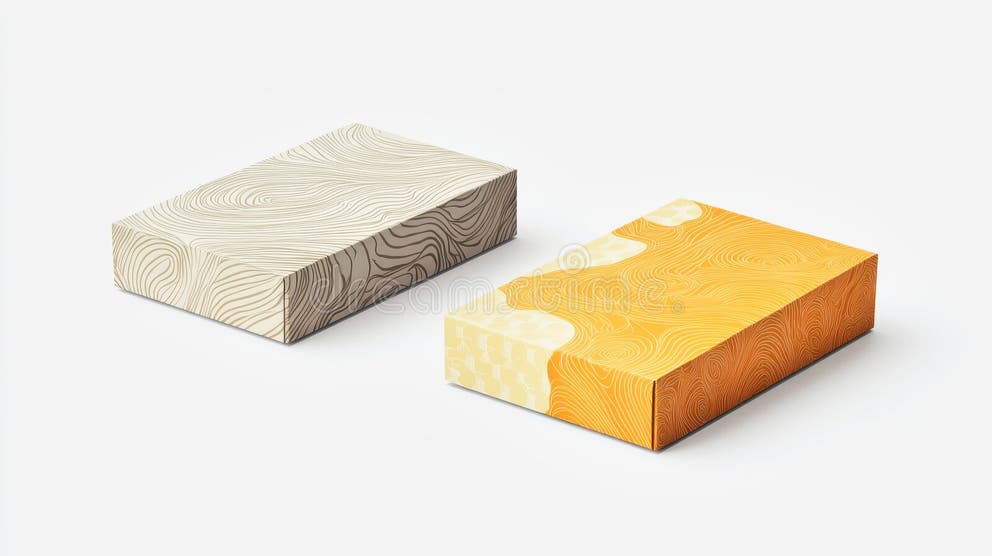 Realistic Packaging Box Mockups for Food Products with Textured Designs ...