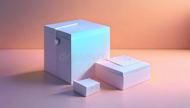Realistic Packaging Box Template with Customizable Labels, 3D ...