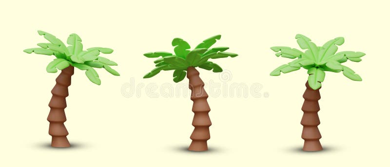 Realistic Palm Tree with Green Leaves. Detailed Vector Object, View ...