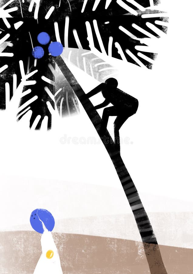 Realistic Palm Tree and Human`s Figure Illustration Stock Illustration ...