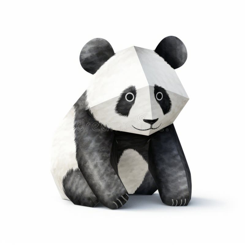 Realistic Panda Bear Origami with Playful Character Design Stock ...