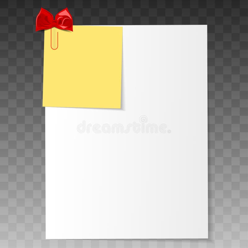 Realistic A4 Paper with Clipped Reminder. Stock Vector - Illustration ...