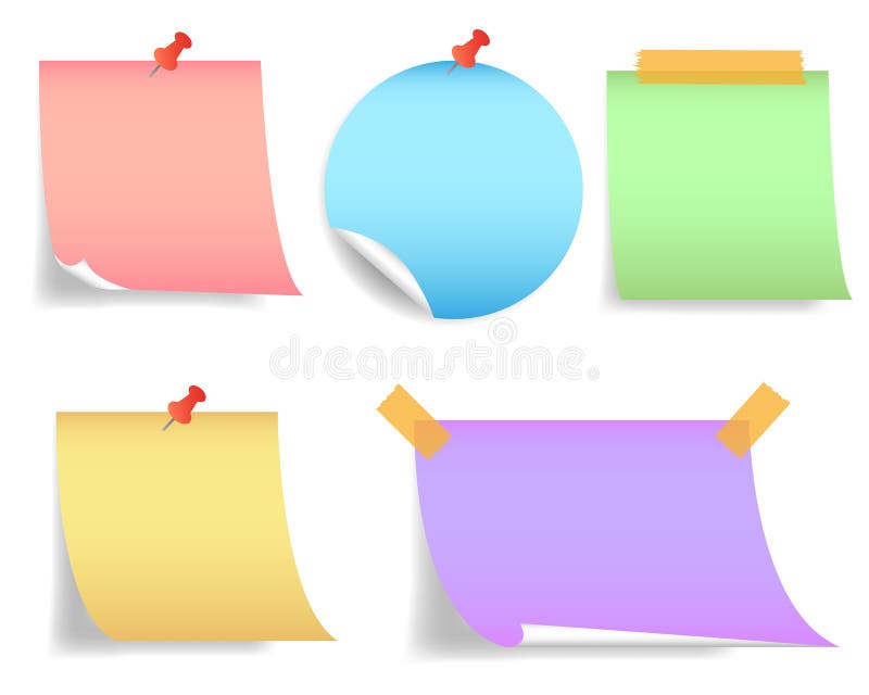 Realistic Paper Note Set with Various Color Stock Vector - Illustration ...