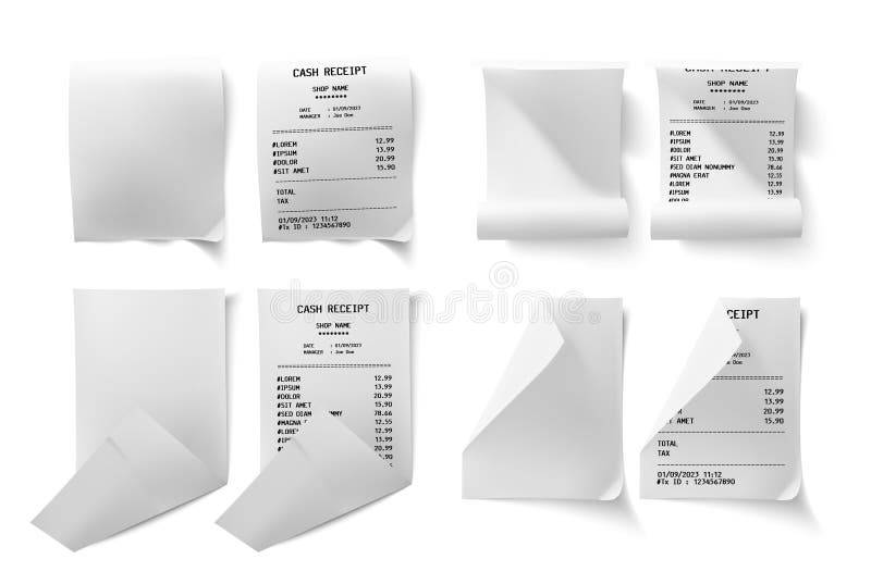 Realistic Paper Receipts Set Stock Illustration - Illustration of debit ...