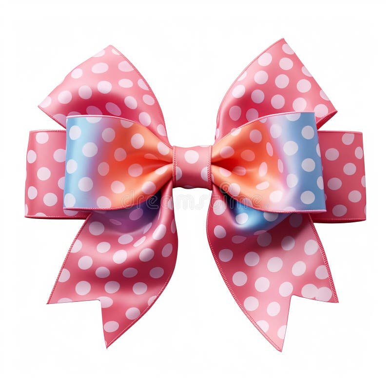 Realistic Party Gift Bow Decoration with Polka Dot Spots Pattern Stock ...