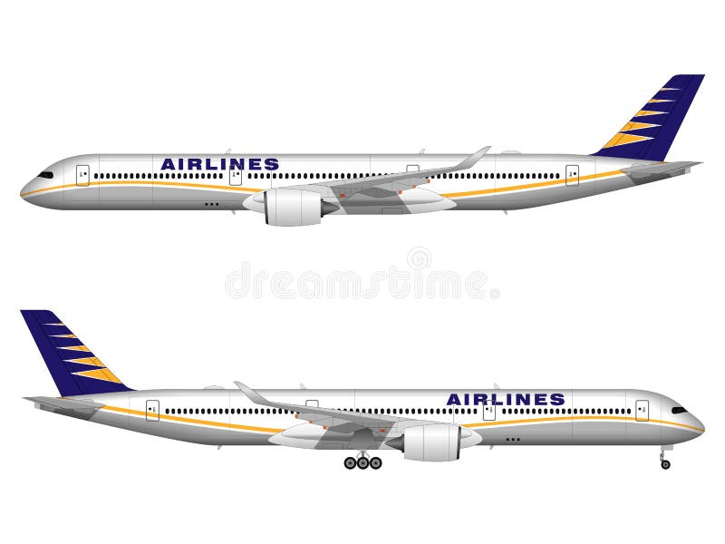Realistic Passenger Airplane Stock Illustration - Illustration of ...