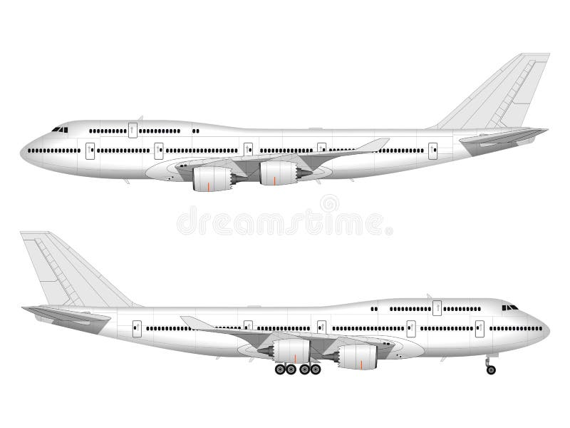 Realistic Passenger Airplane Stock Illustration - Illustration of ...