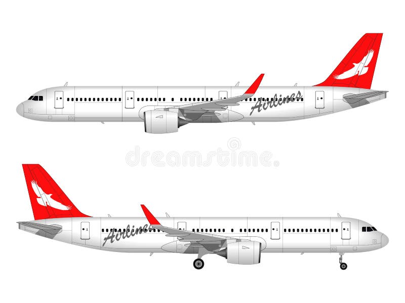 Realistic Passenger Airplane Stock Illustration - Illustration of space ...