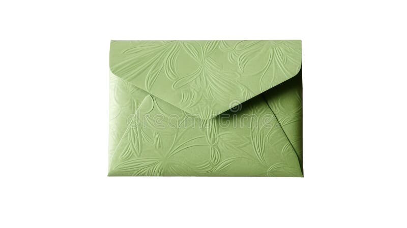 Realistic Pastel Green Embossed Floral Envelope Stock Illustration ...