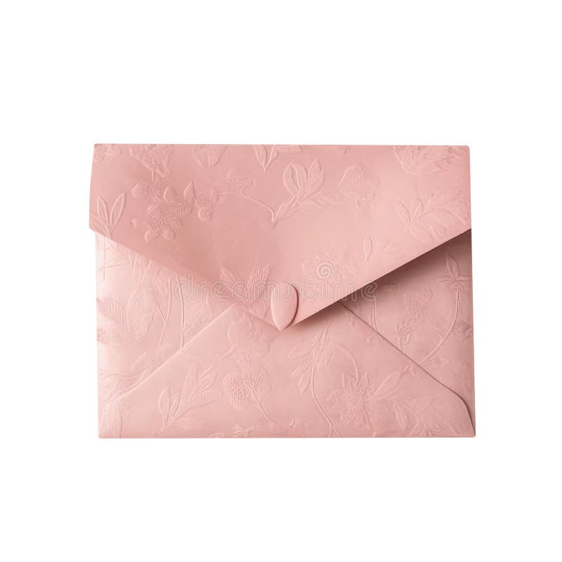 Realistic Pastel Pink Embossed Floral Envelope Stock Illustration ...